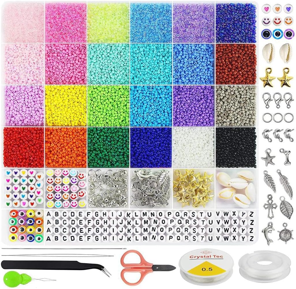 Bracelets Making Kit,24 Colors 16800pcs Seed Beads with Pendant Charms ...