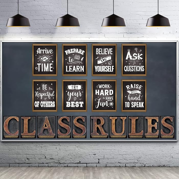 Buy Classroom Decorations, 18 Pieces Bulletin Board Class Rules Posters ...