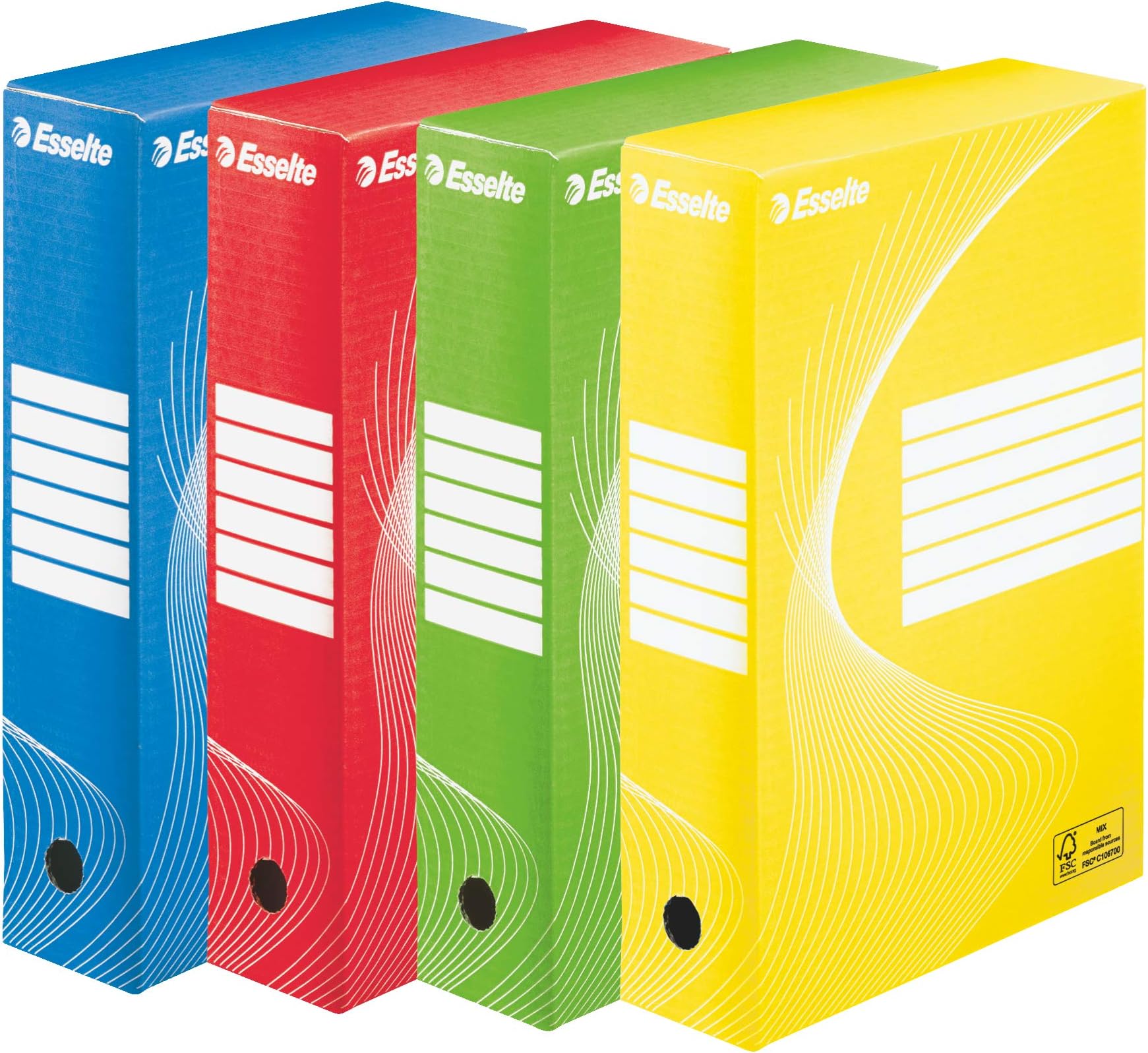 Esselte 128403 A4 Standard Archiving Box, Multicolour - Pack of 10 ...
