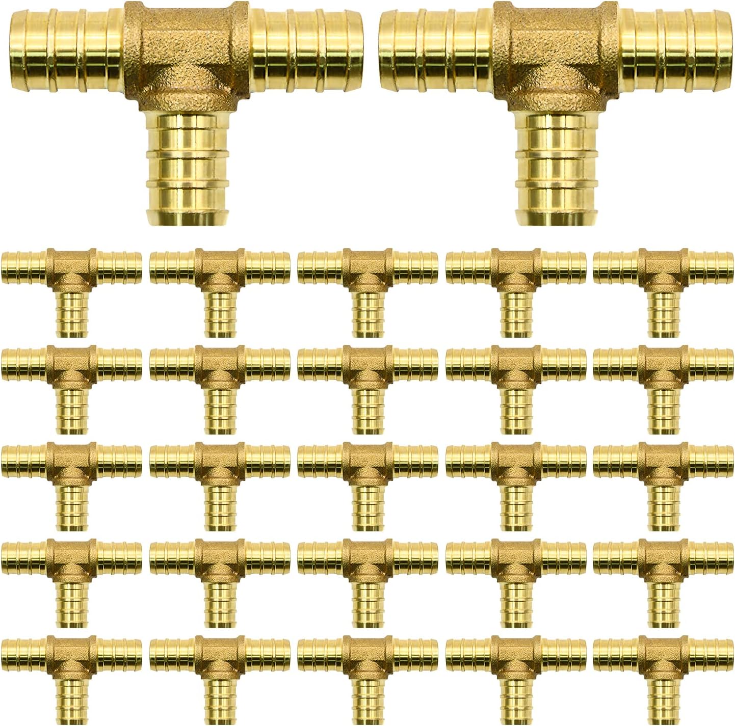 25 Pack PEX Fittings, 1/2" PEX Fittings, PEX Tee Fittings, Brass PEX ...