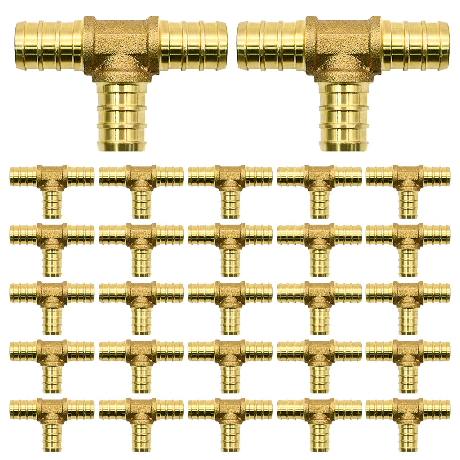 Snapklik.com : RUBYQ 25 Pack 1/2" Brass PEX Tee Fittings For PEX Tubing ...