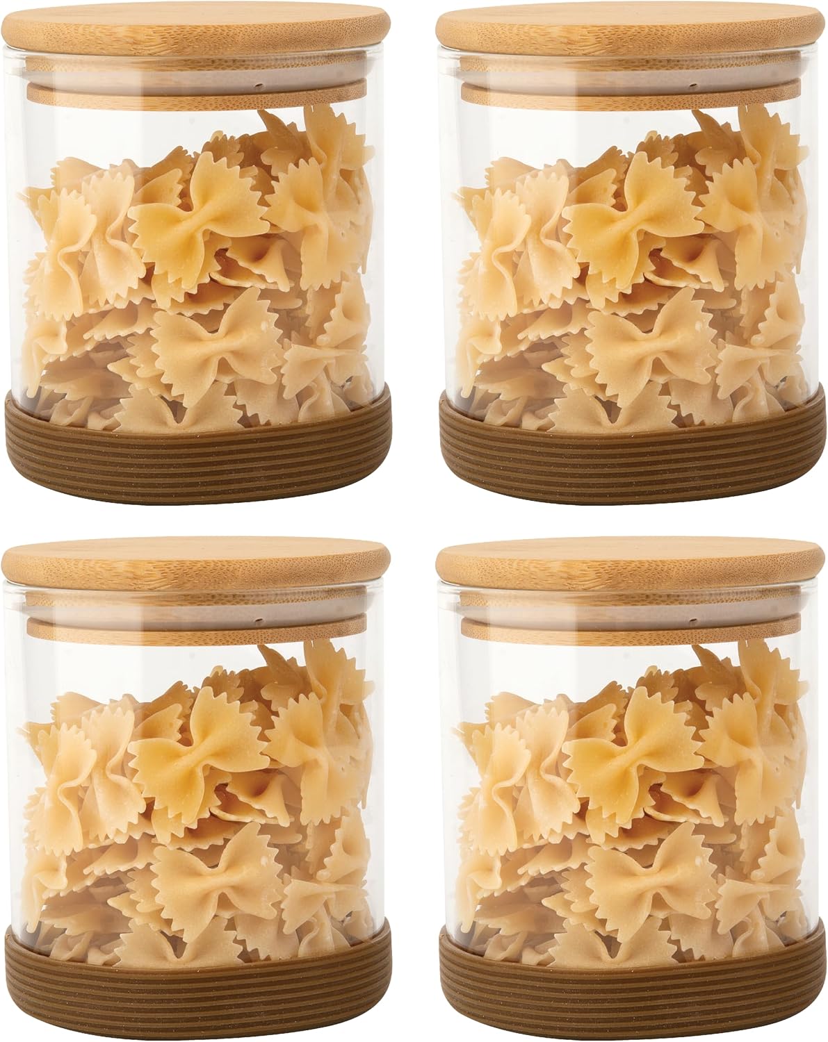 Amazon.com: Femora Kitchen Storage Jars Borosilicate Glass With Wooden ...