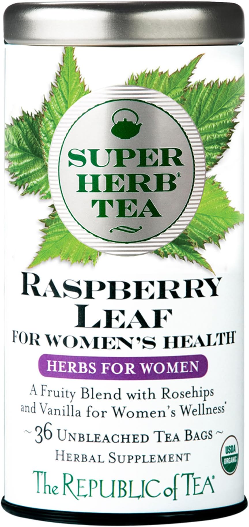 Amazon.com : The Republic of Tea Organic Raspberry Leaf Superherb Tea ...