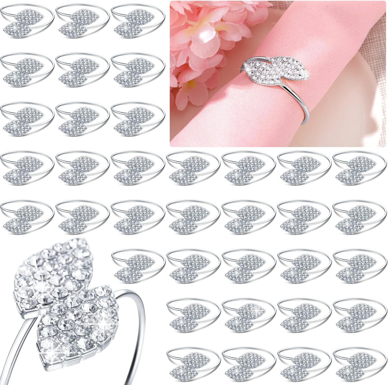 Amazon.com: Tangpan Imitation Pearl Napkin Rings with Elastic for ...