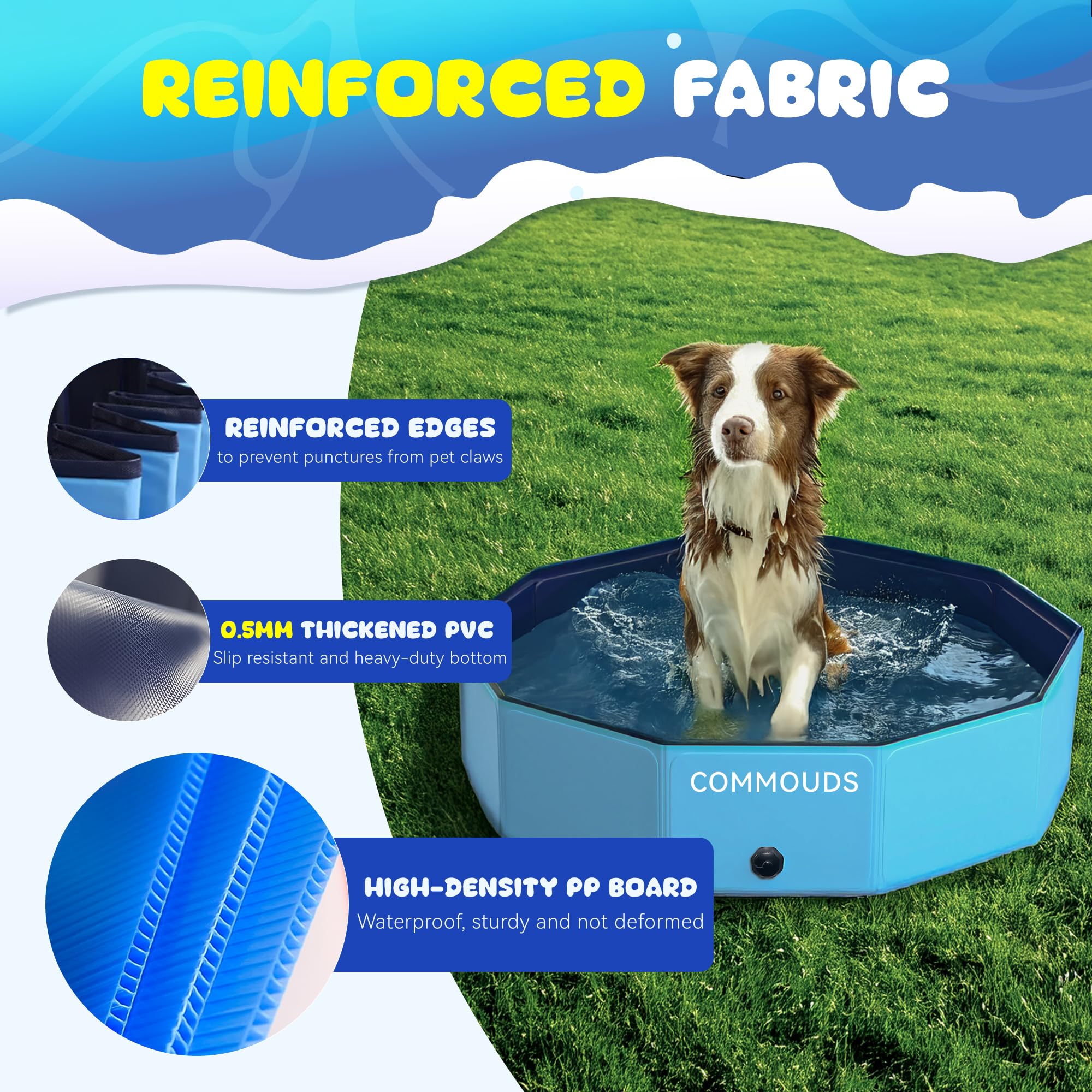 Snapklik.com : COMMOUDS Foldable Dog Pool, Collapsible Hard Plastic Dog ...