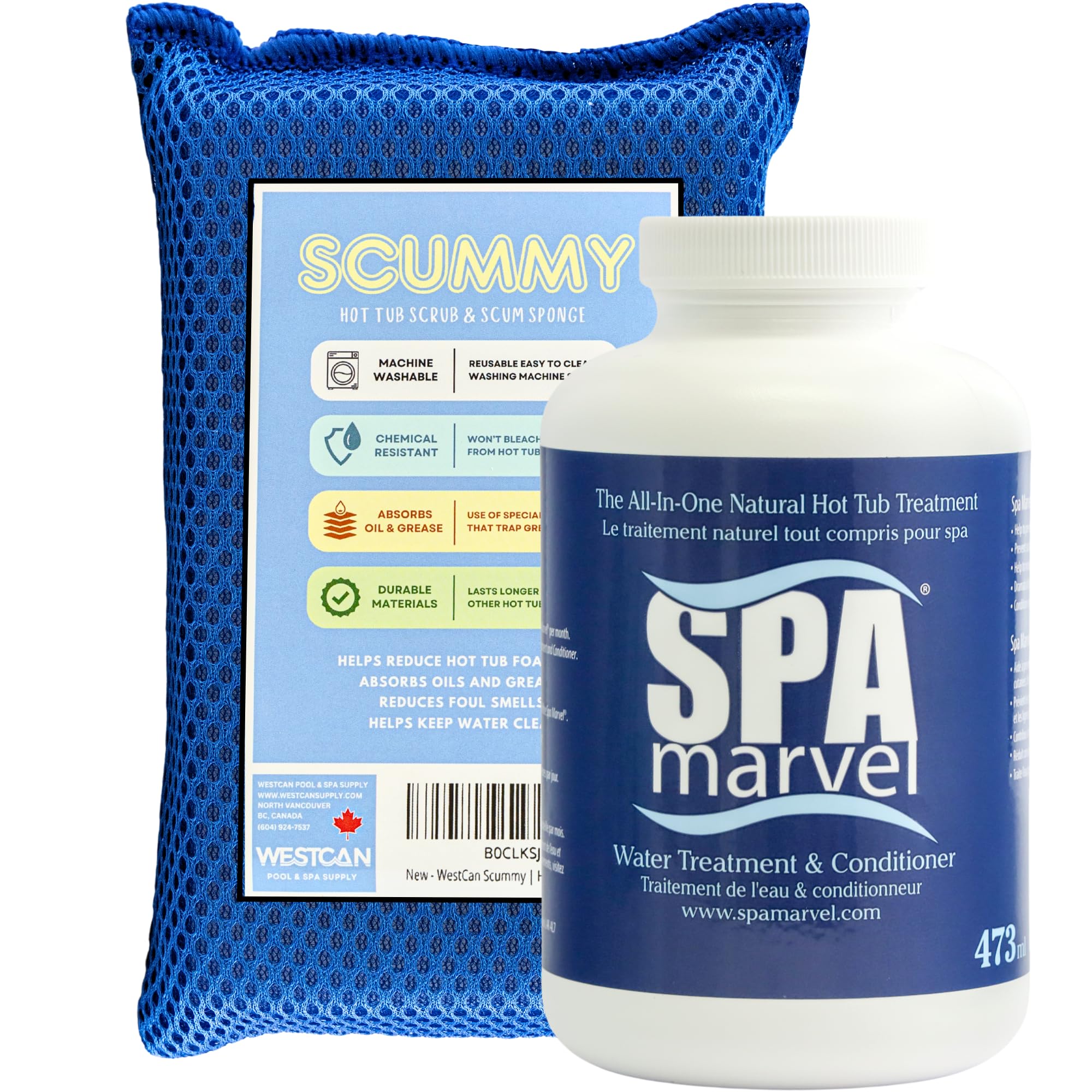 Spa Marvel & Free SCUMMY Hot Tub Sponge | Machine Washable | Reusable | Natural Enzyme Water ...