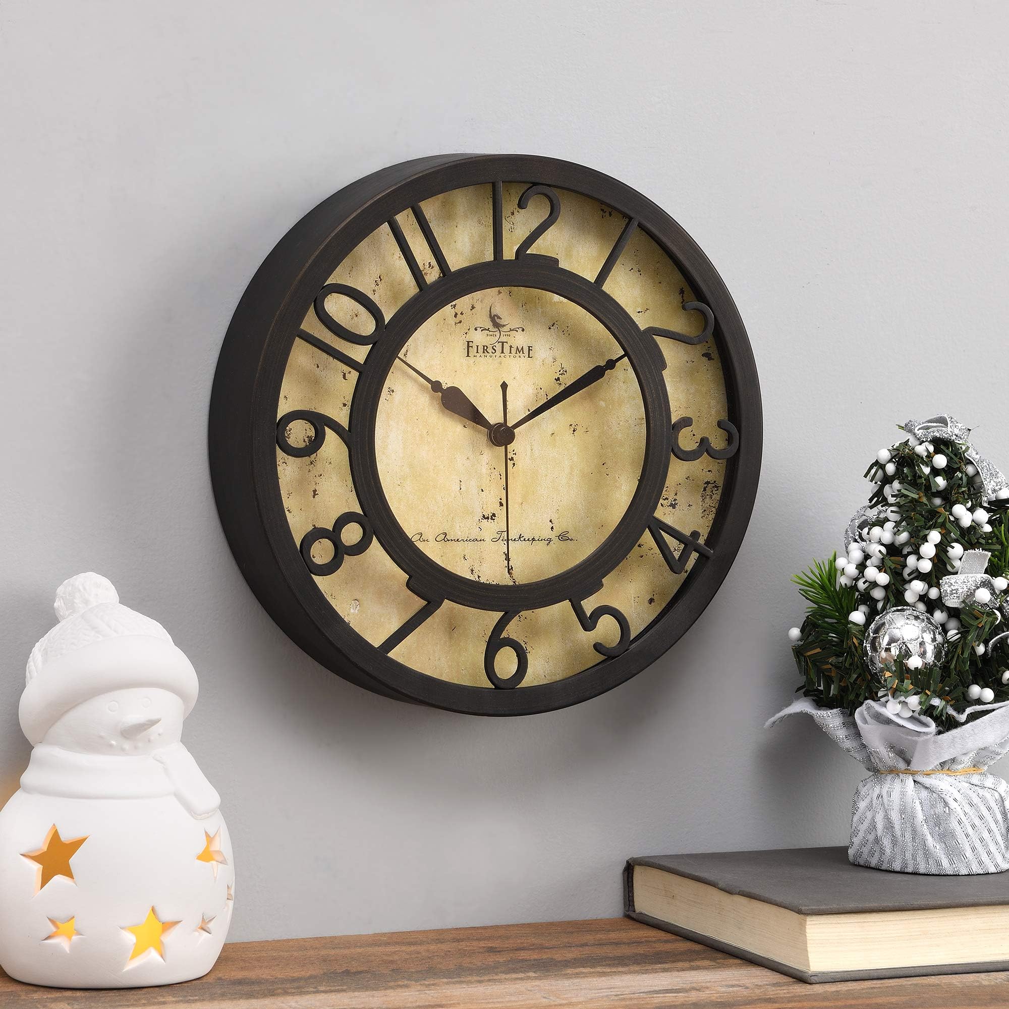 Amazon.com: FirsTime & Co. Raised Number Small Wall Clock, Oil Rubbed ...