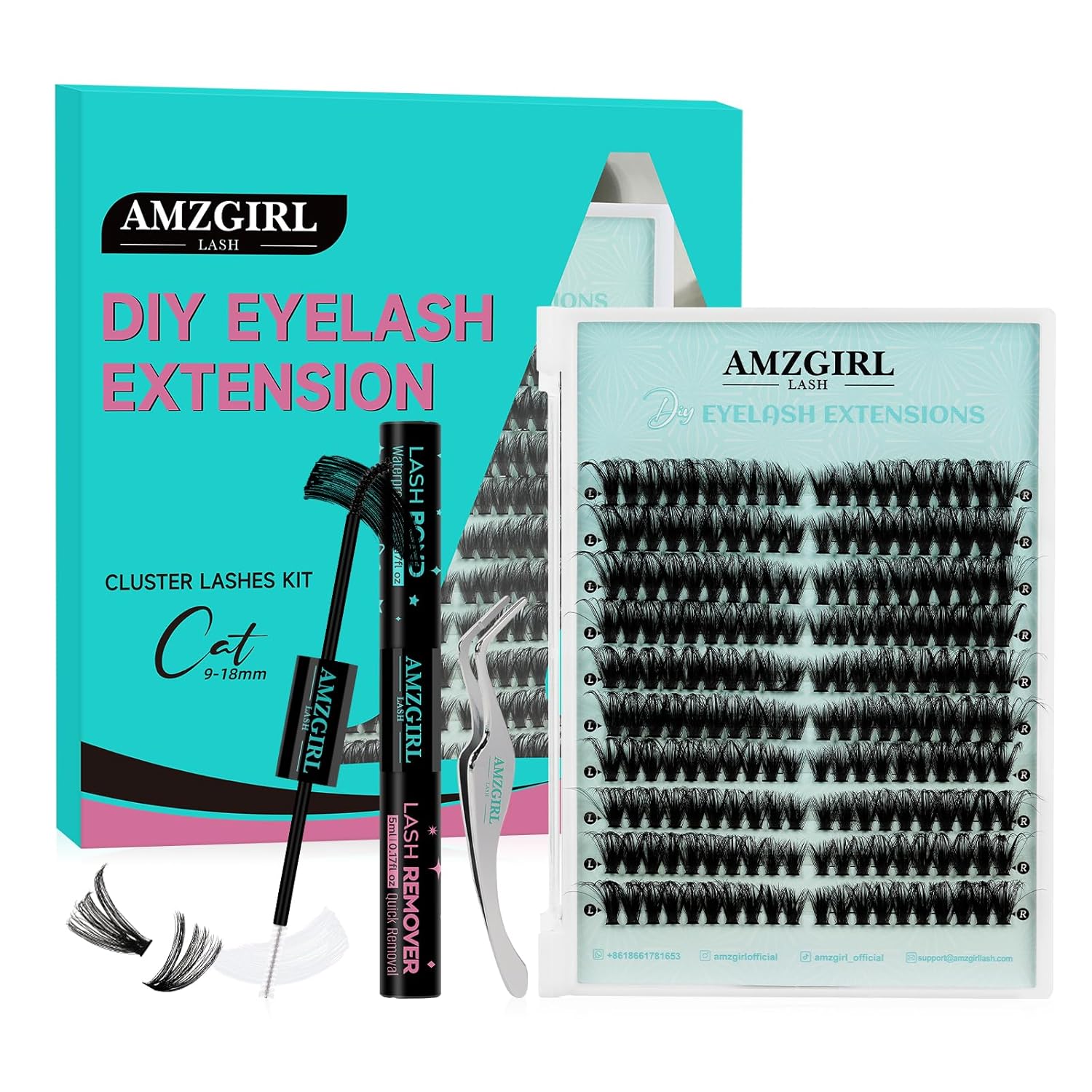 Amazon.com: Lash Extension Kit 40D Wispy Lash Clusters Kit,200pcs wispy ...
