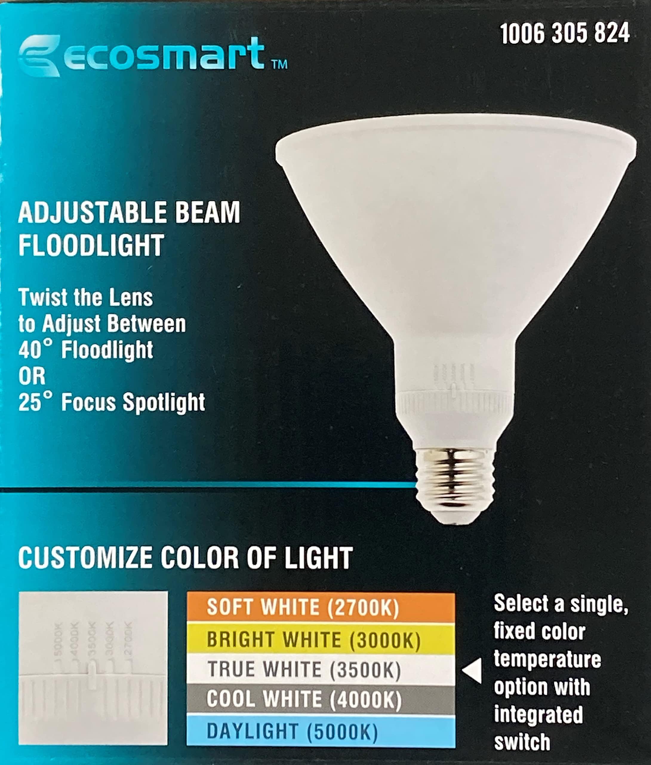 90W Equivalent 2700K, 3000K, 3500K, 4000K, 5000K Selectable PAR 38 ...