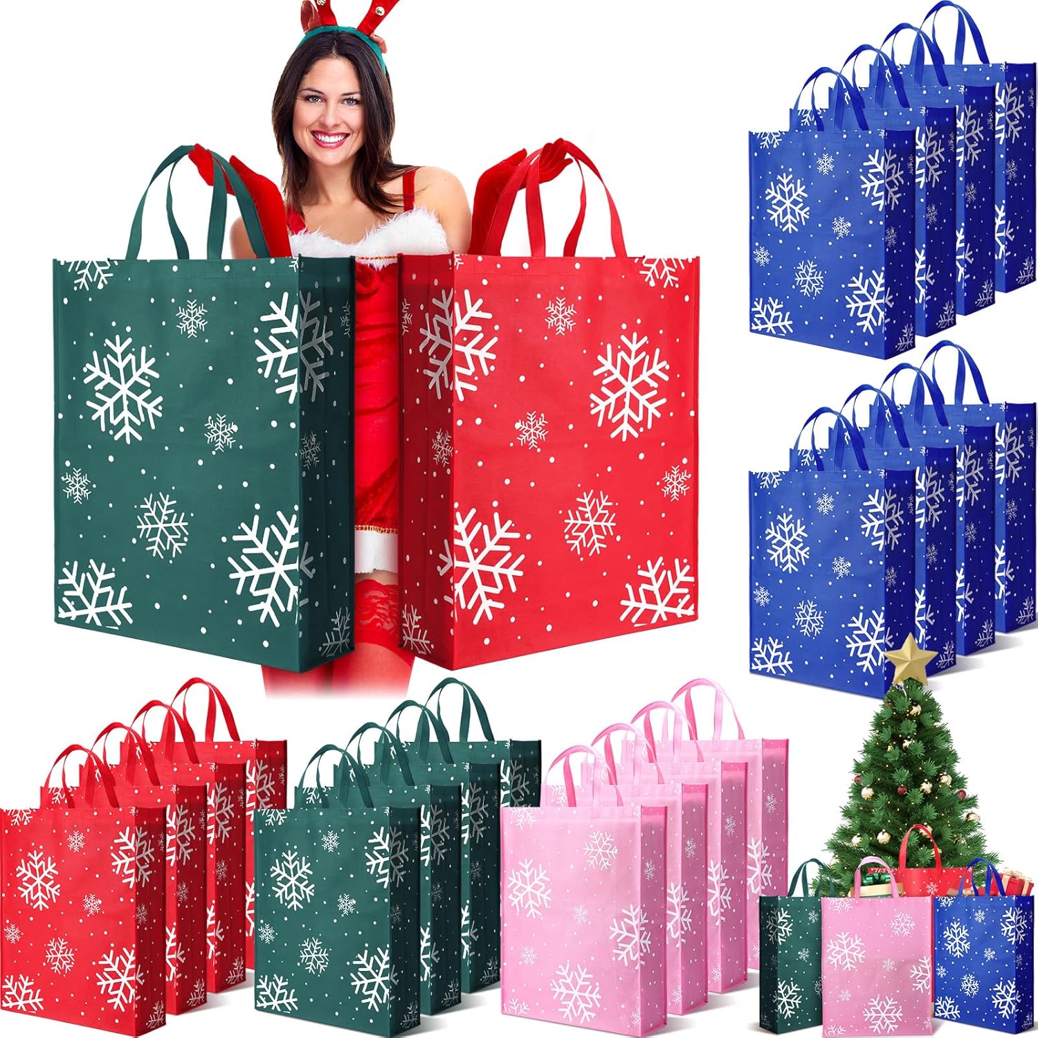 Amazon.com: Paterr 48 Pcs Christmas Extra Large Gift Bags Bulk Giant ...