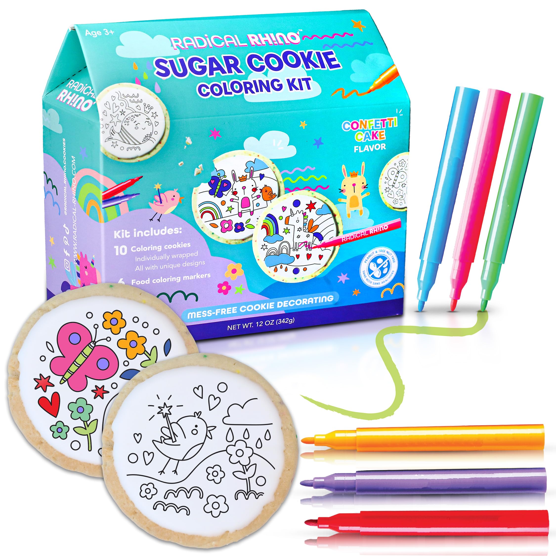 Amazon.com: Radical Rhino Sugar Cookie Coloring Kit - 10 Confetti Cake ...