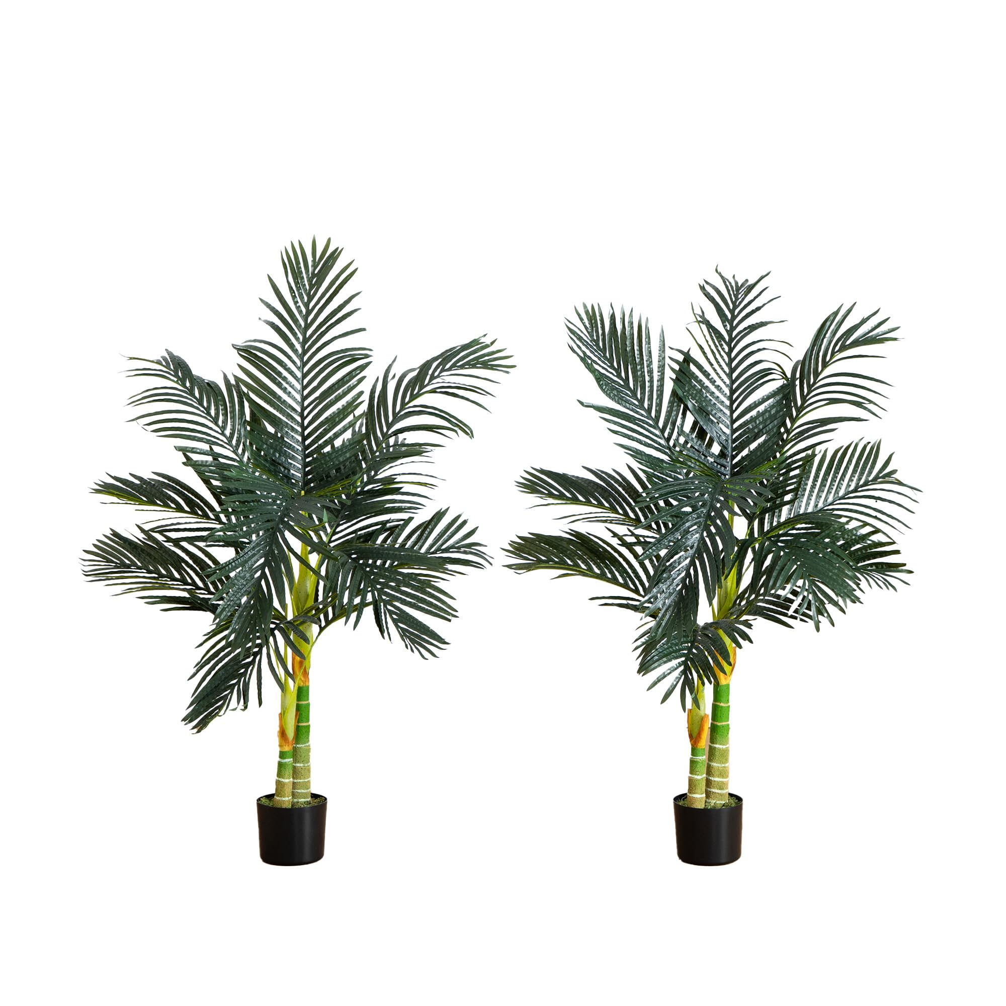 Amazon.com: Nearly Natural 4-FT Artificial Golden Cane Palm Tree, Set ...