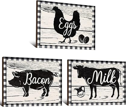 Amazon.com: Jetec 3 Pieces Farmhouse Kitchen Decor Wooden Pig Cow ...