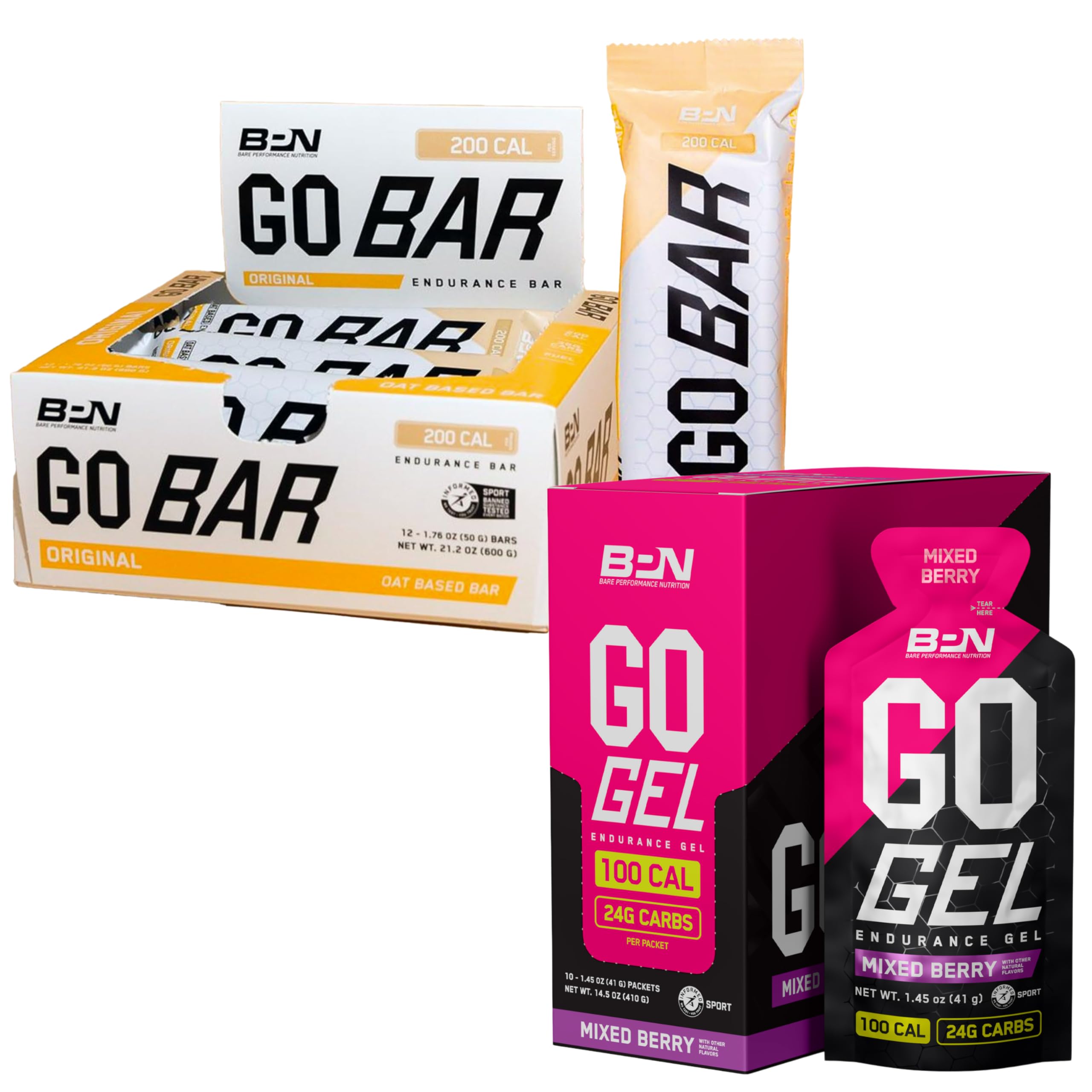 Amazon.com : Bare Performance Nutrition BPN Go Bar & Go Gel Mixed Berry ...