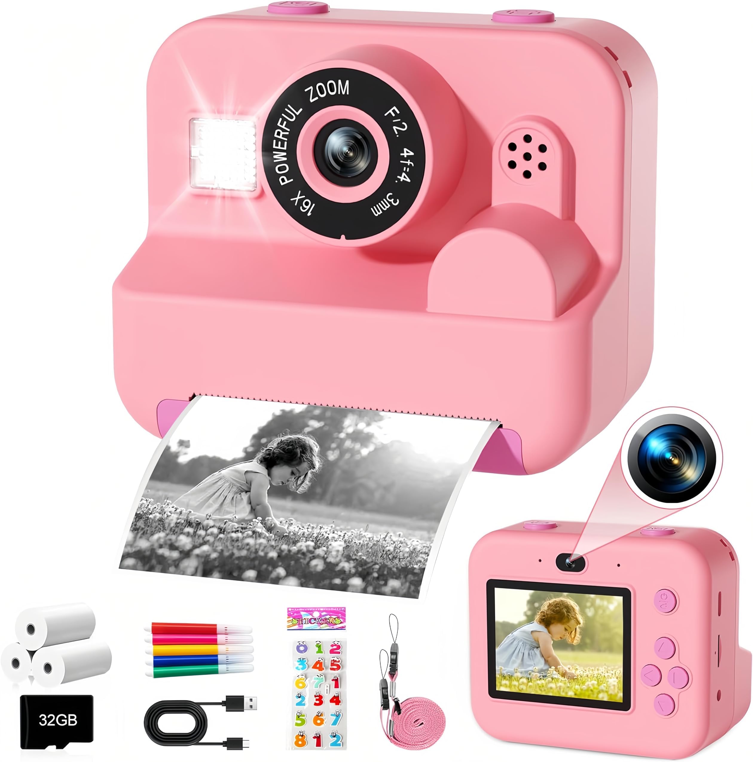 Mgaolo Kids Camera Instant Print Photo,Children Digital Camera Toys ...