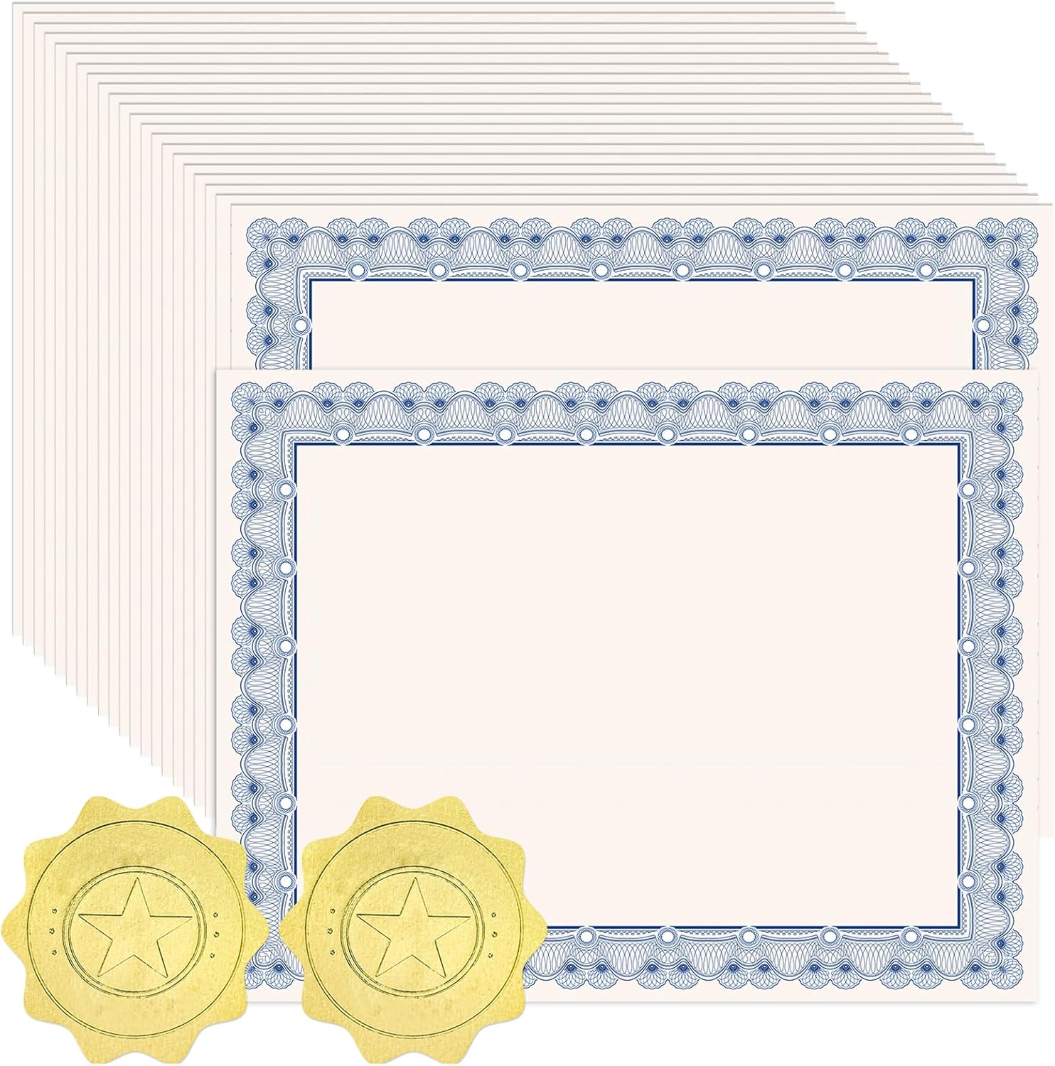 Amazon.com : 100 Sheets Certificate Paper with Gold Stickers, 8.5 × 11 ...