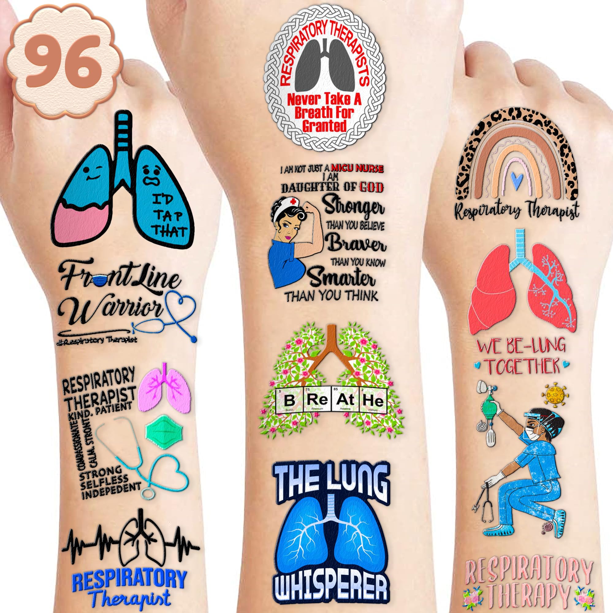 Amazon.com : (96PCS) Best Respiratory Therapist Care Week Temporary ...