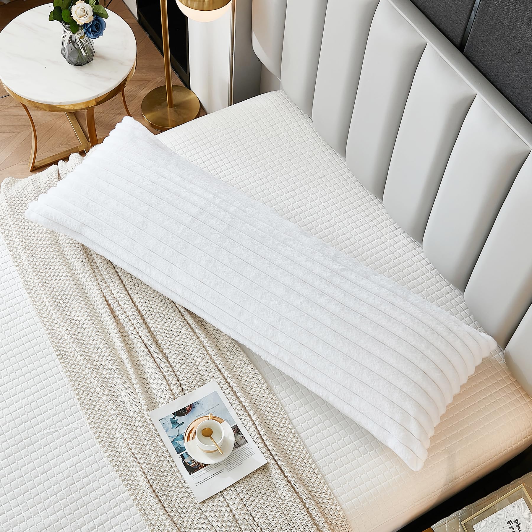 Amazon.com: Uhamho Large Bed Body Pillow Cover 1 Pack Lumbar Striped ...