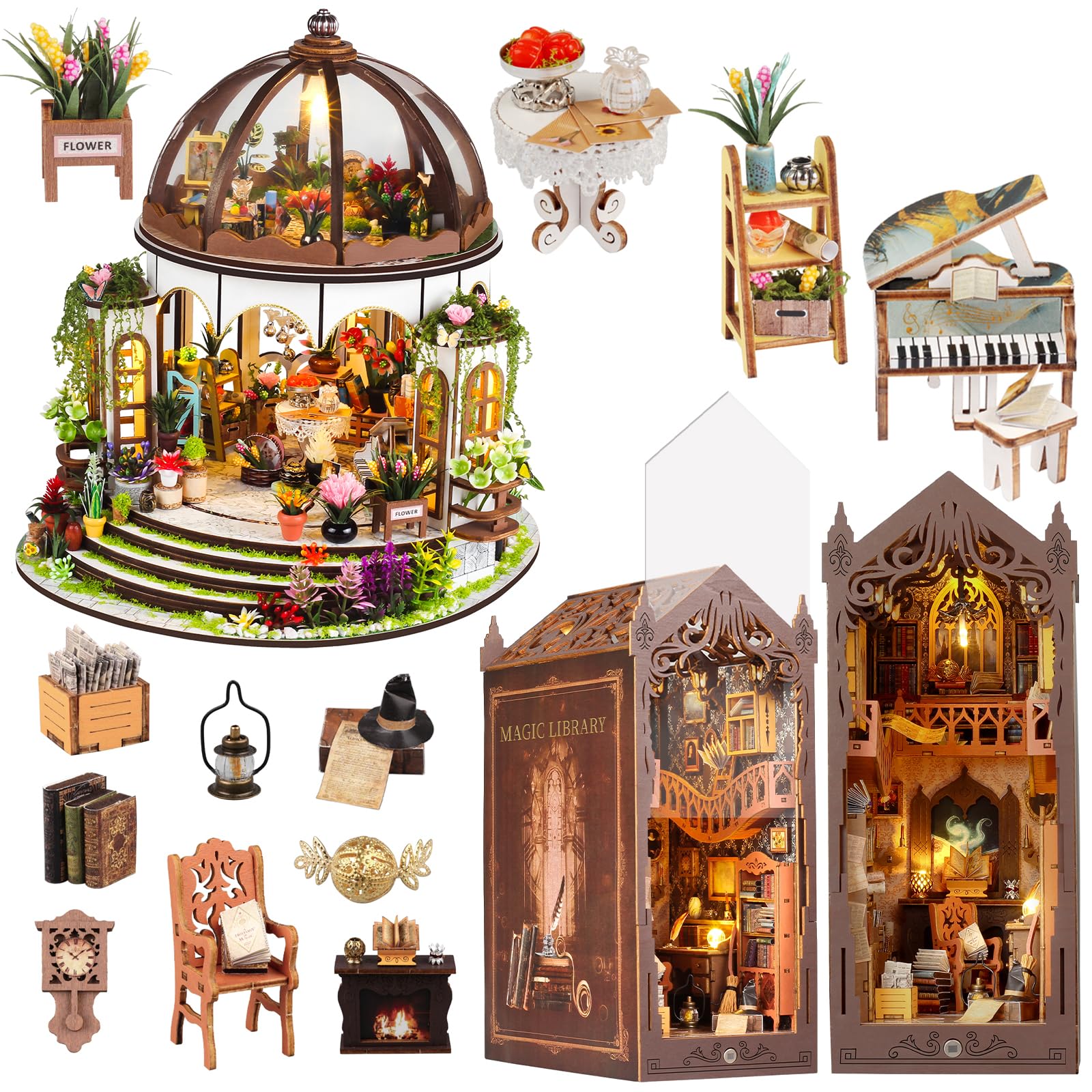 Amazon.com: Vaki Vaki DIY Miniature Dollhouse Kit, 3D Wooden Dollhouse ...