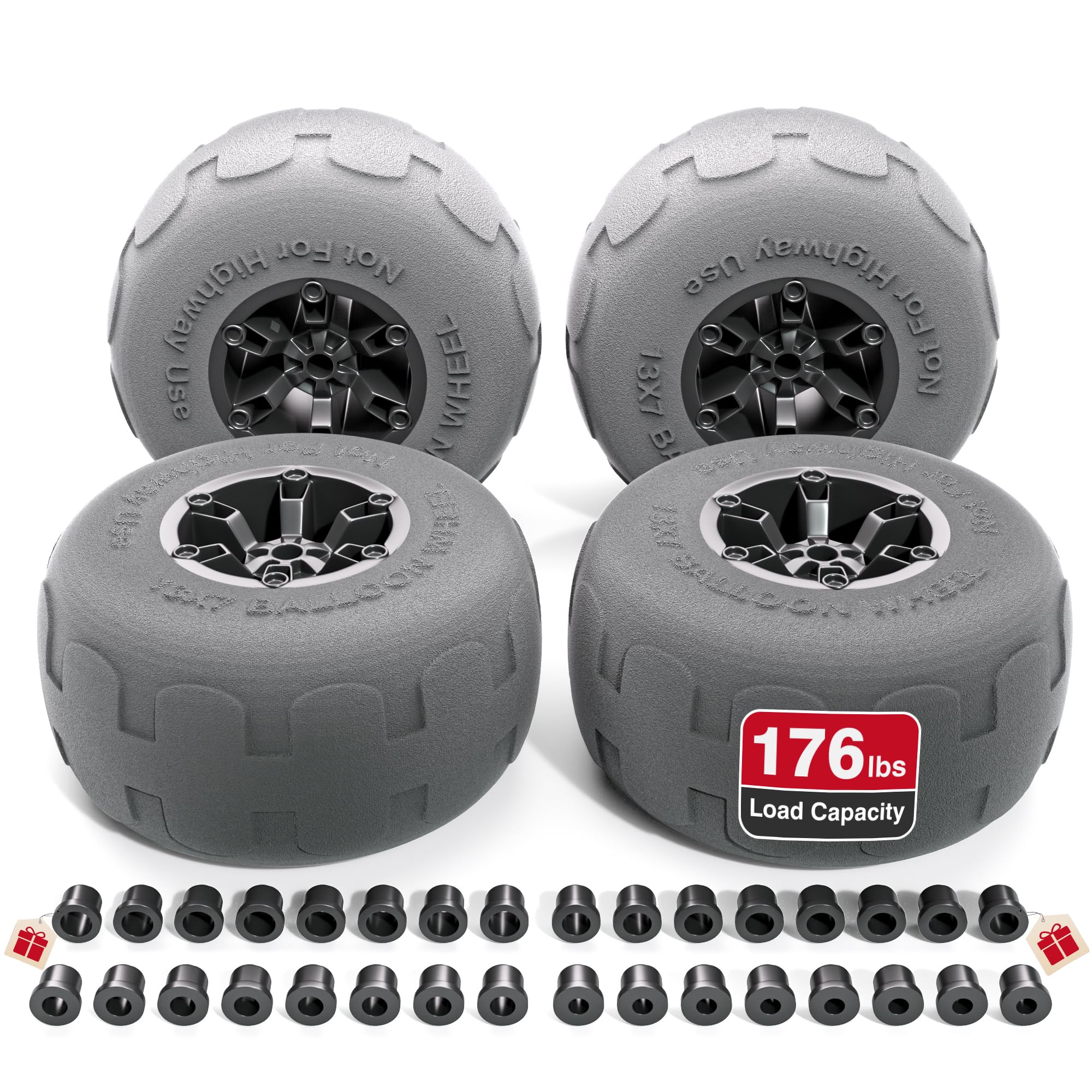 13" Beach Wheels Sand Tires, Flat-Free Solid Beach Tires Big Wheels ...