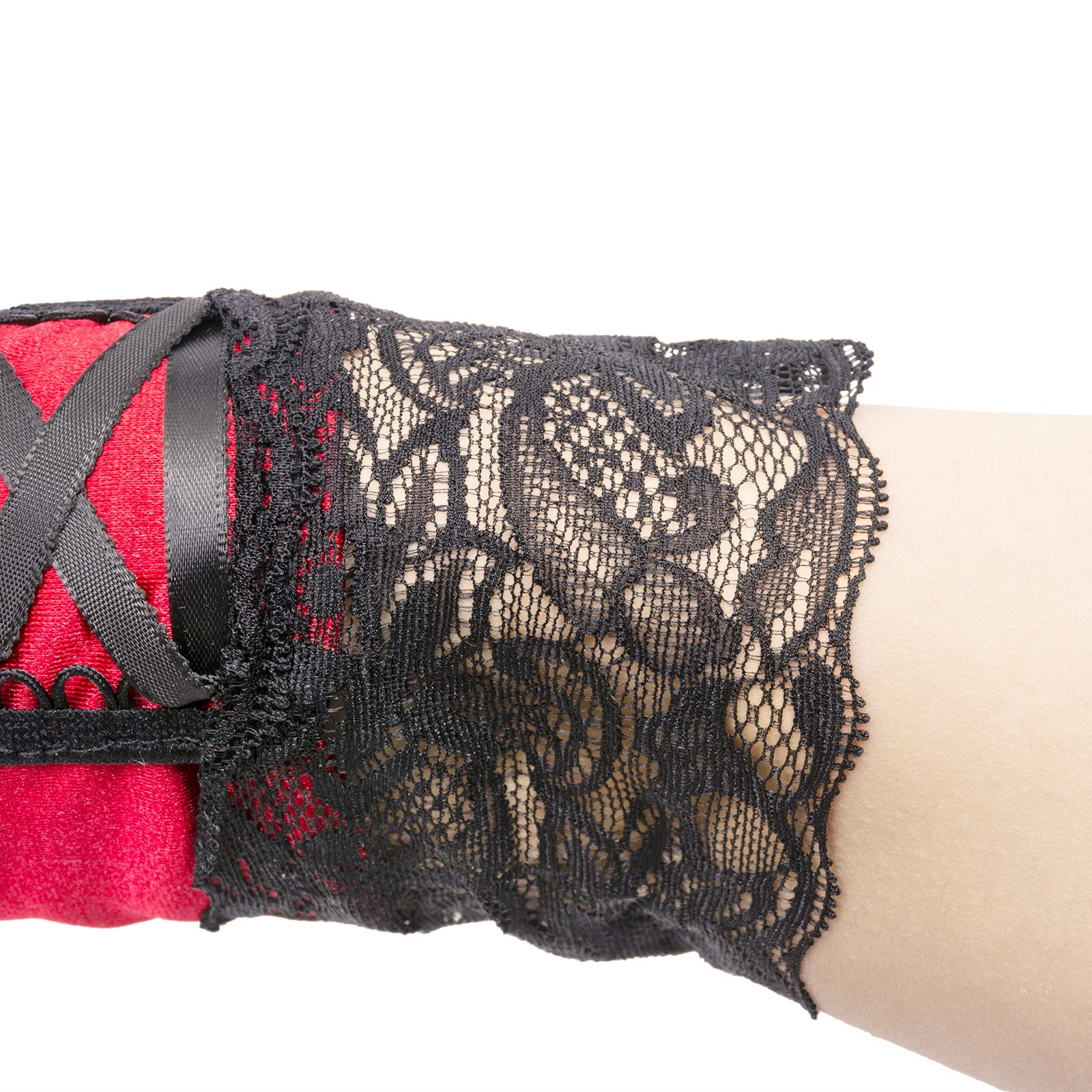 Snapklik.com : Women Fingerless Gloves Lace Satin Arm Cuff Warmers ...