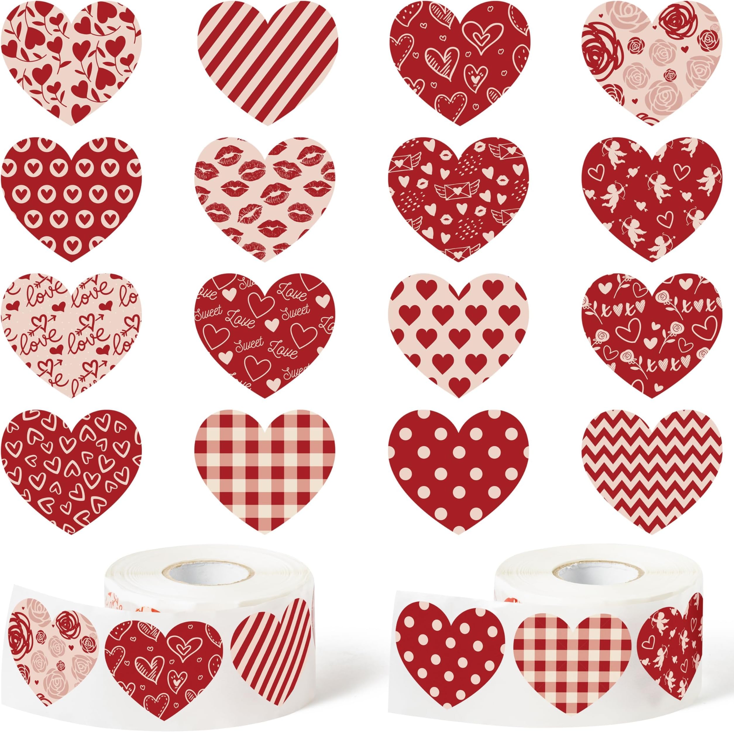 Amazon.com: W1cwey 1000pcs Valentine’s Day Heart-Shaped Sticker Rolls ...
