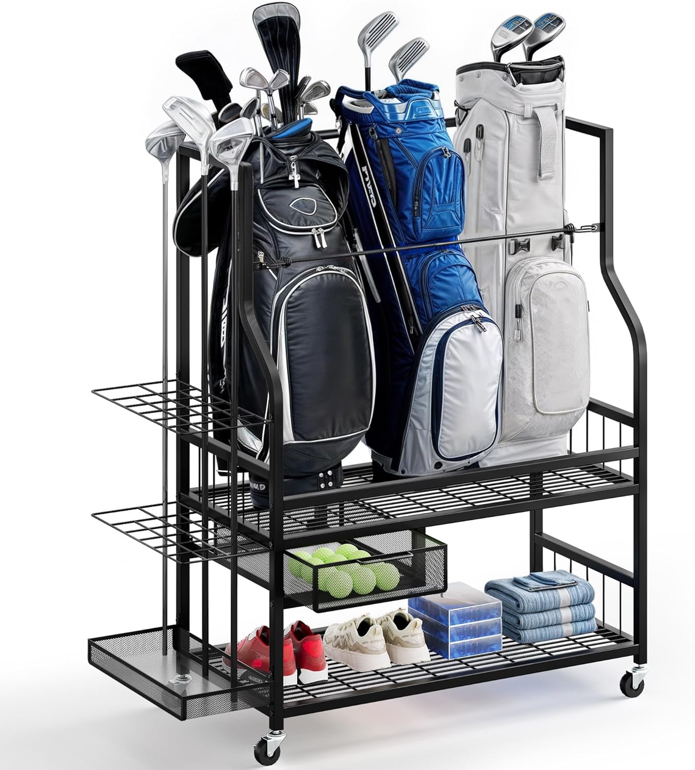 Amazon.com : DWVO 3 Golf Bag Organizer for Garage, Golf Storage ...