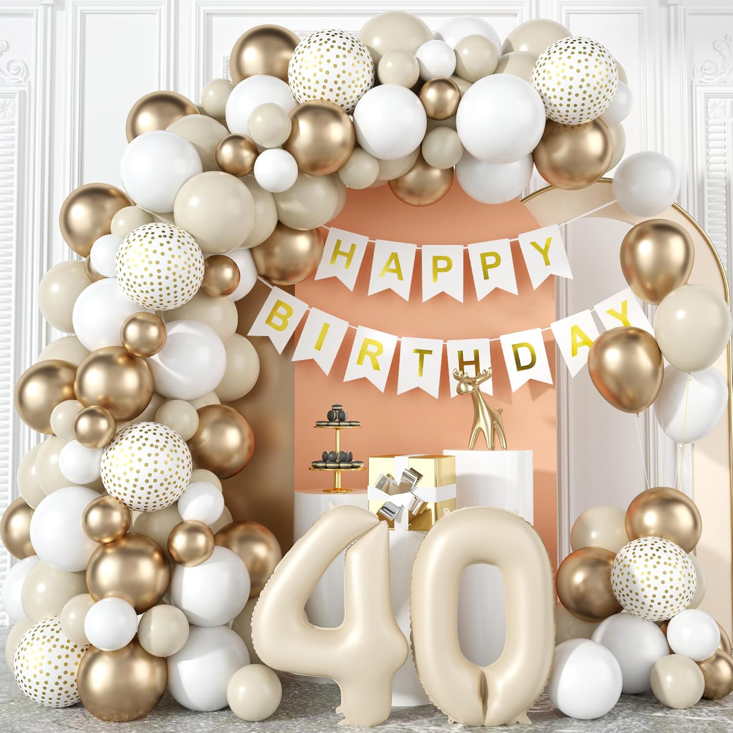 Amazon.com: 40th Birthday Decorations for Women Her White Sand Beige ...