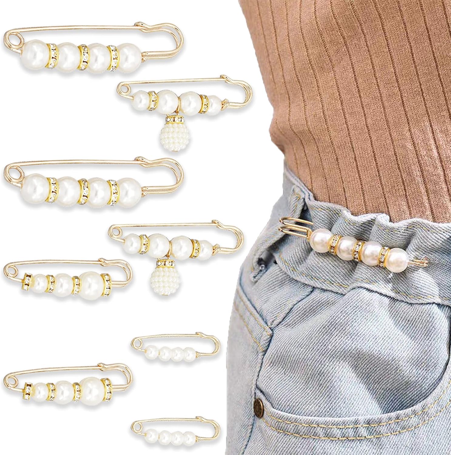 Amazon.com: 8 Pack Pearl Brooch Pins Anti-Exposure Neckline Pins Tops ...