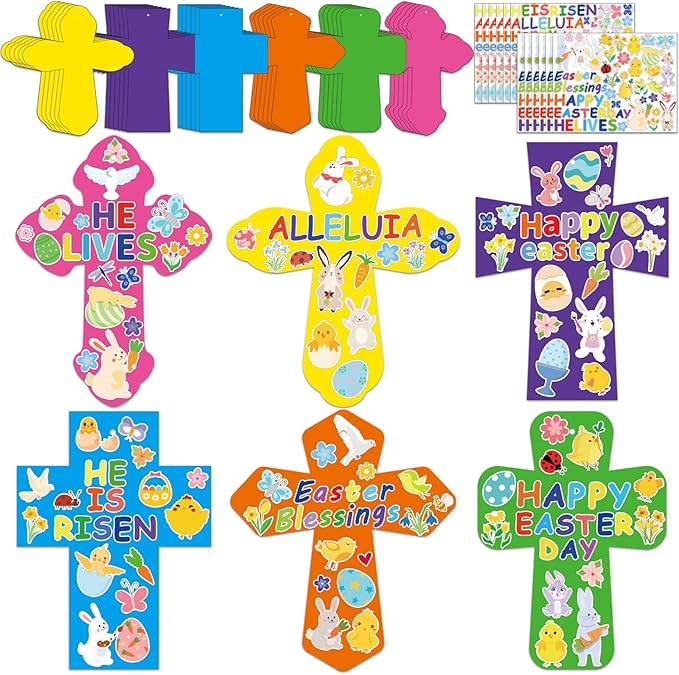 Amazon.com: Kepeel 36 Pieces Easter Cross DIY Craft Kit Easter ...