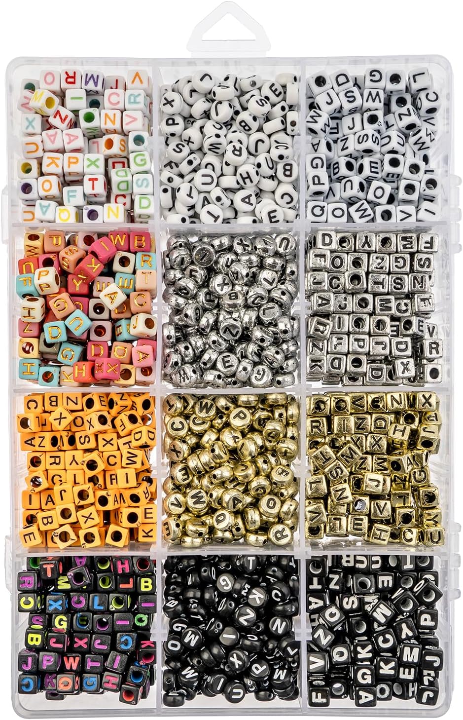 Amazon.com: John Bead 2160pcs Square Alphabet Beads in 12 Grid Box for ...