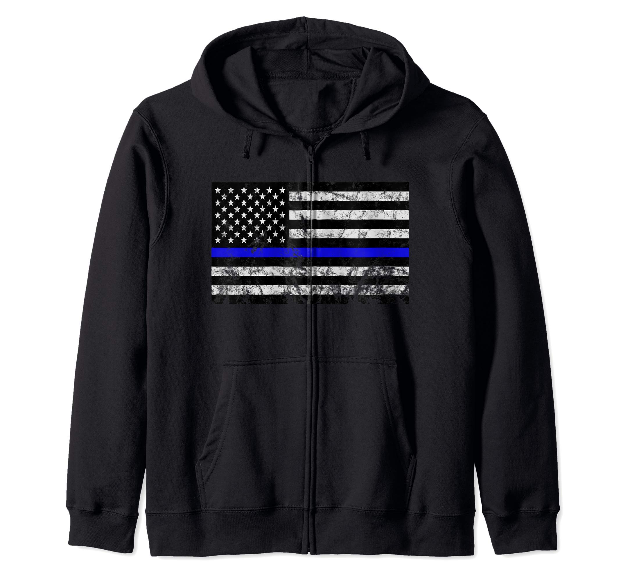 Amazon.com: Thin Blue Line Hoodie - Blue Lives Matter Shirt - Police ...