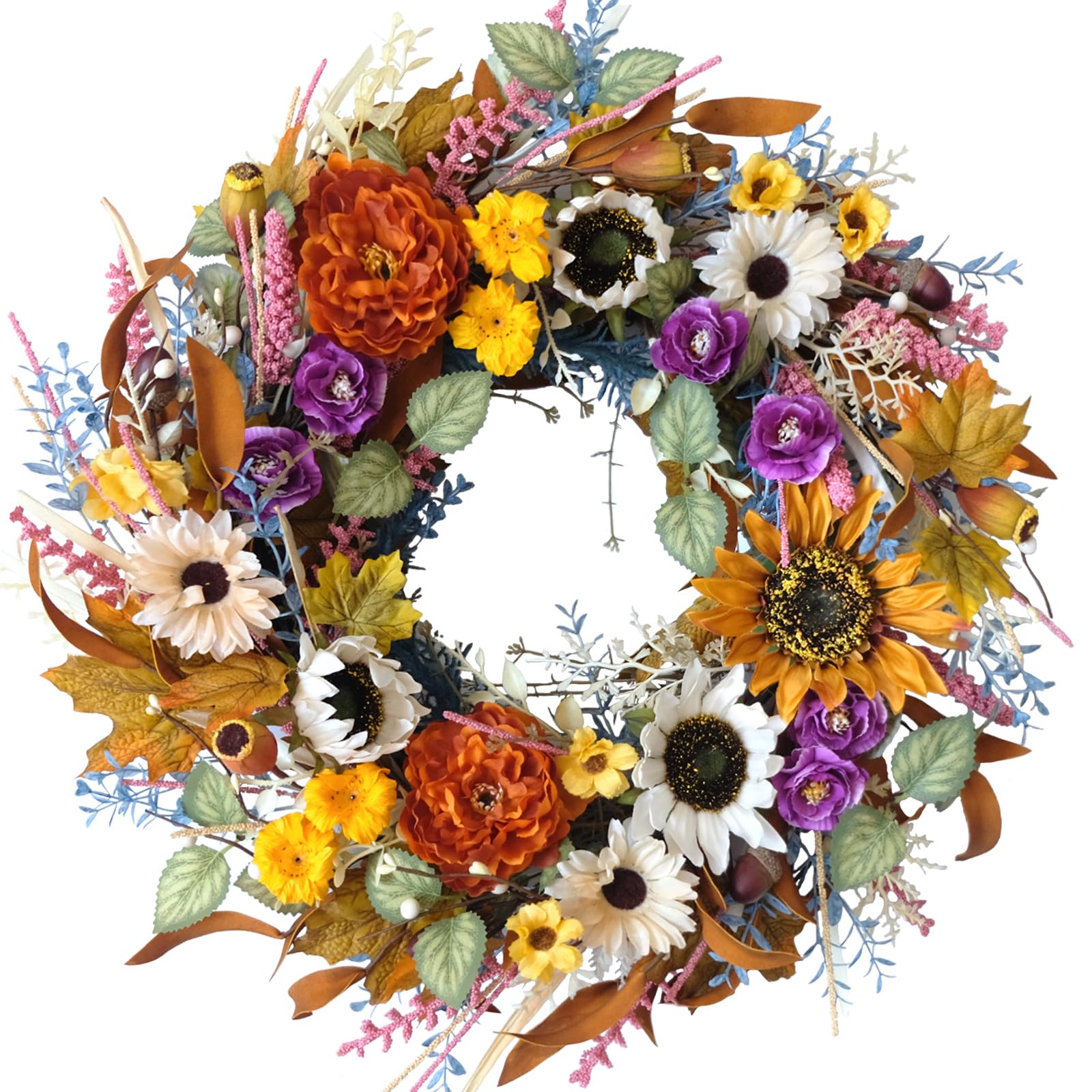 Amazon.com: CIR OASES 22inch Fall Wreaths with Daisy Sunflower Elegant ...