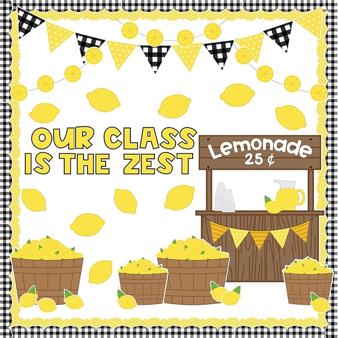 Amazon.com: Whaline 92Pcs Lemonade Stand Bulletin Board Decoration Kit ...