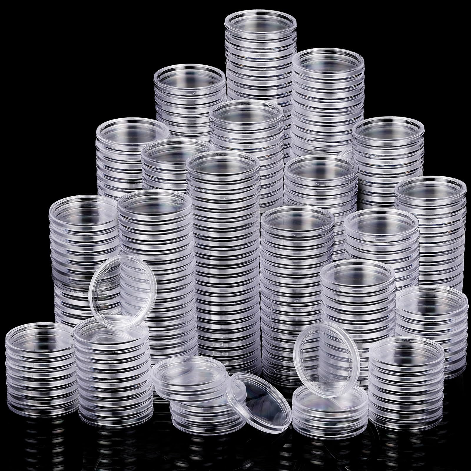 Amazon.com : 400 Pcs 21 mm Coin Holder Capsules Clear Round Plastic ...