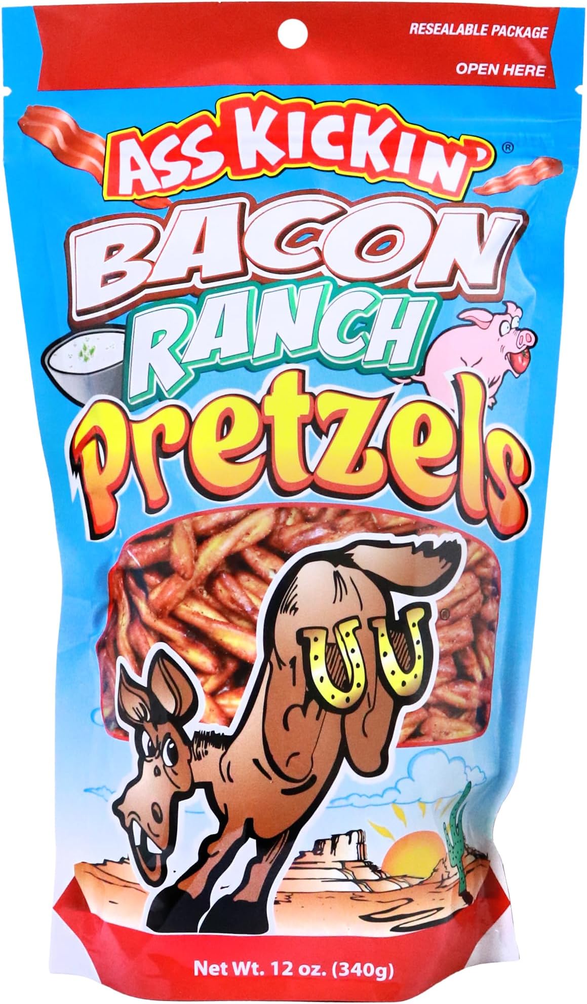 Amazon.com: ASS KICKIN’ Pretzel Crisps Flavored as Bacon Ranch, Snack ...