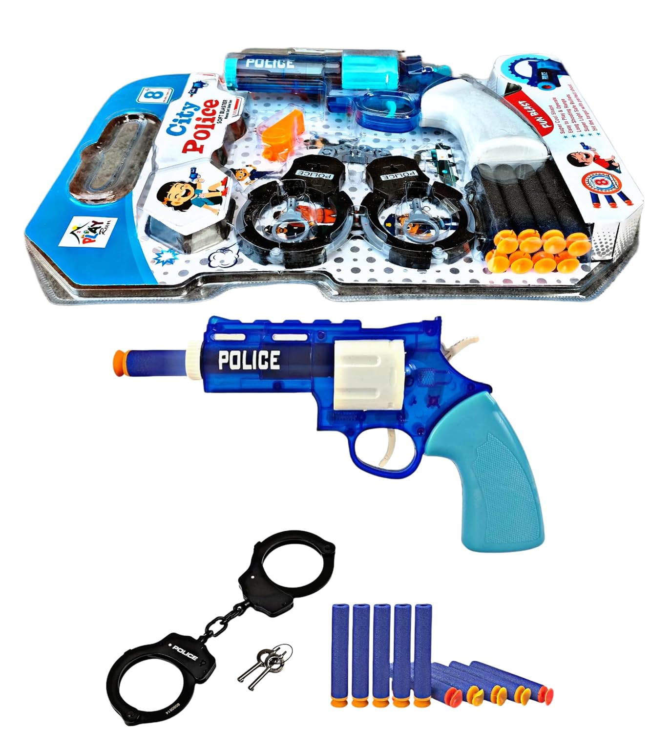 Ruhani Kids Police Shooting Pistol Gun with Handcuffs, Whistle ...