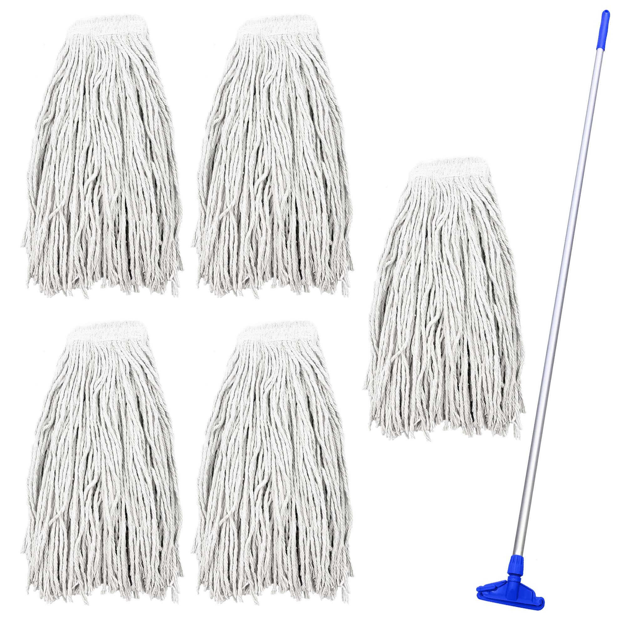 Kentucky Mop Set, Colour-Coded Industrial Mop Includes x5 Kentucky Mop Head, x1 Solid Aluminium ...