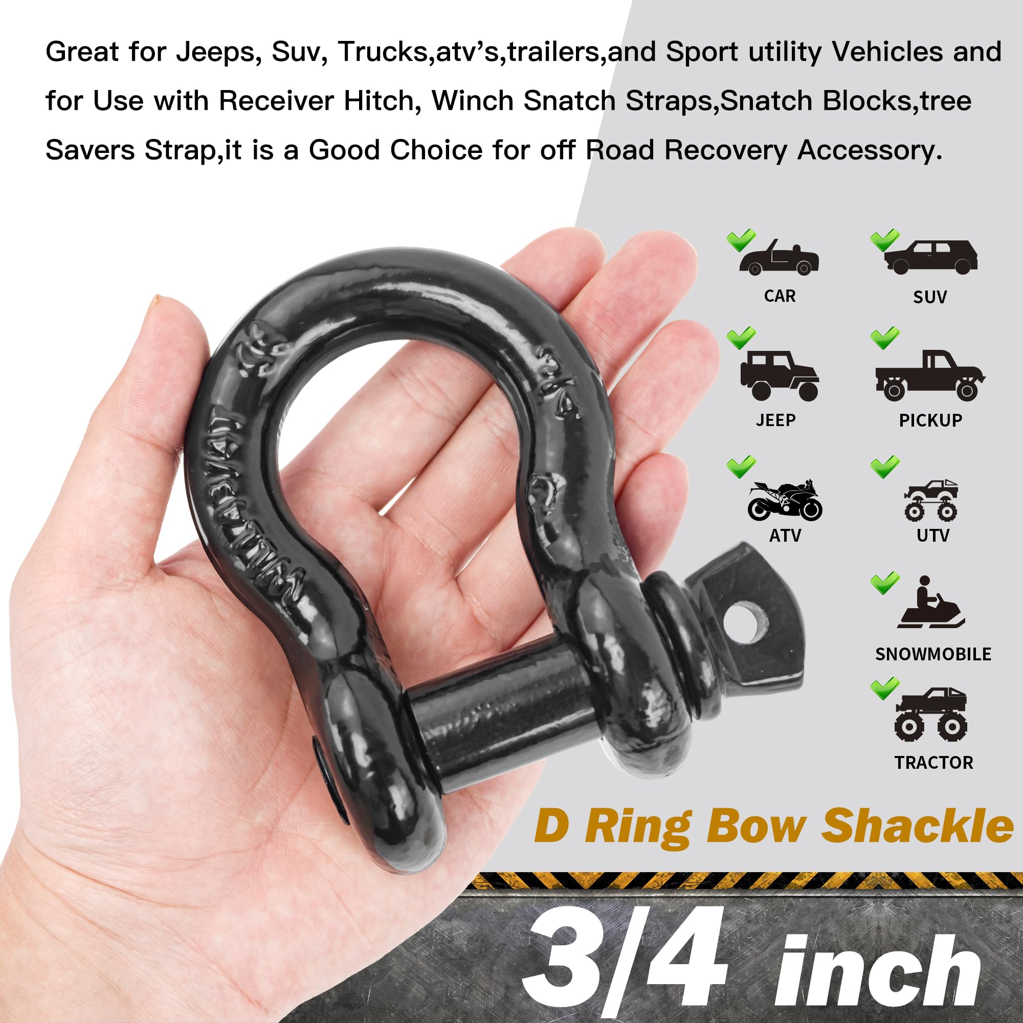 Snapklik.com : Digank Heavy Duty D Ring Shackles, 3/4" Clevis Shackle