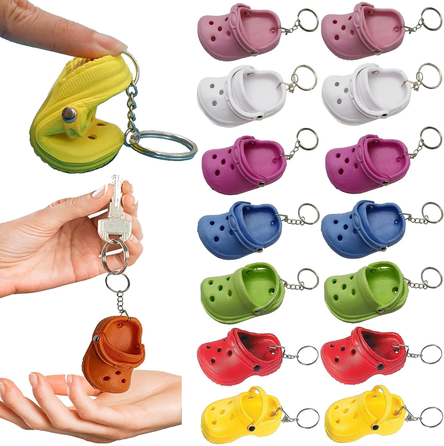 14pcs Cute Keychain Charms, Mini Croc Keychain Flipflop Shoe Small ...