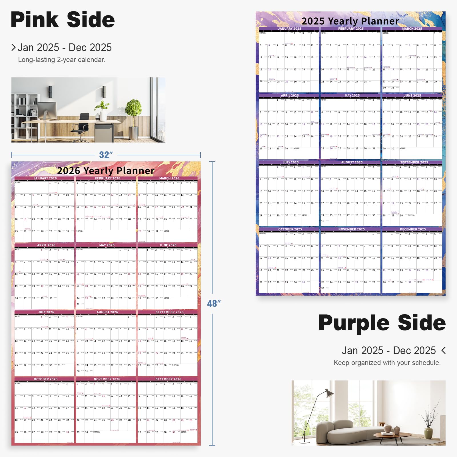 Snapklik.com : Ospelelf Large Dry Erase Calendar For Wall - 32 X 48 ...