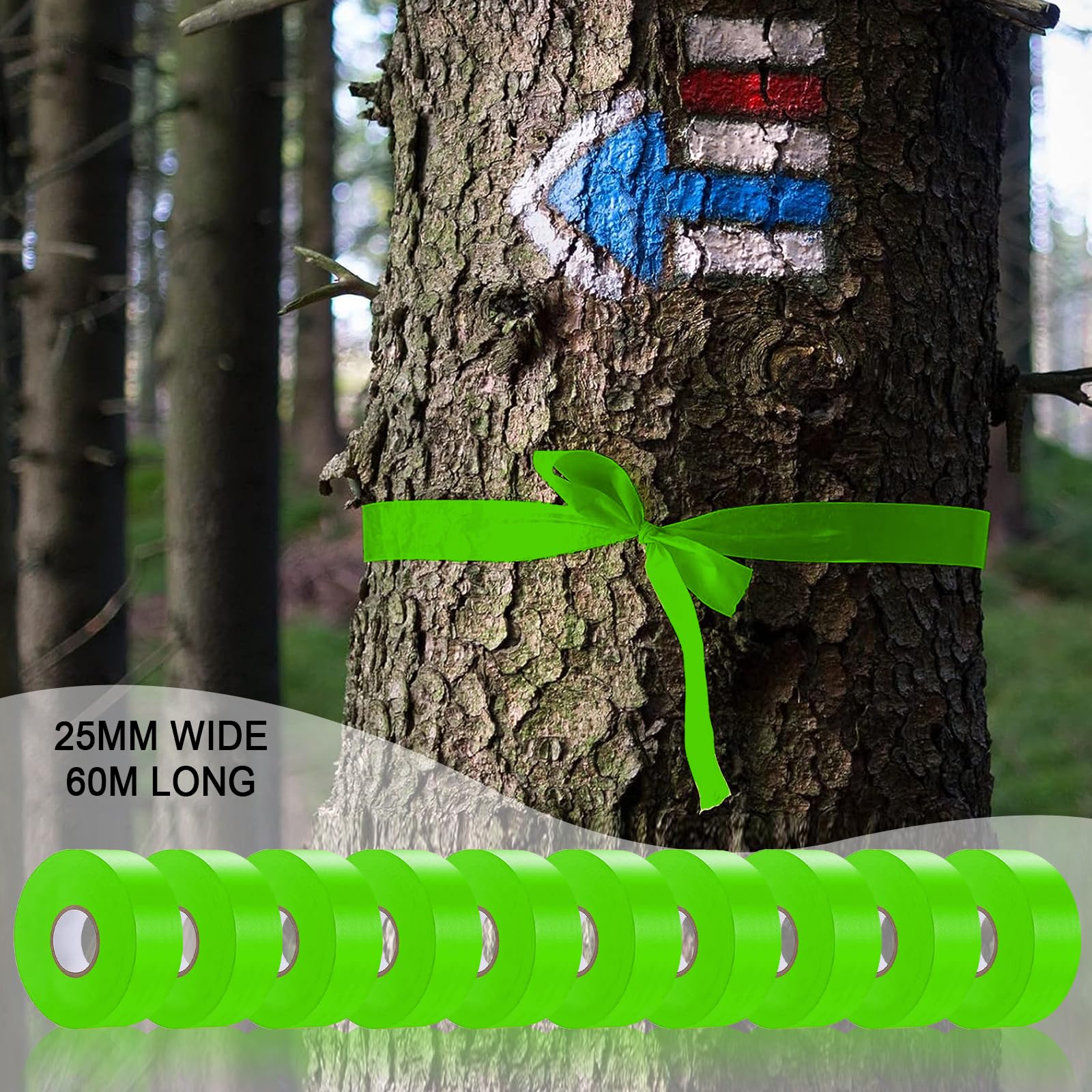 Snapklik.com : 10 Pack Green Flagging Tape, Non-Adhesive Plastic Ribbon ...