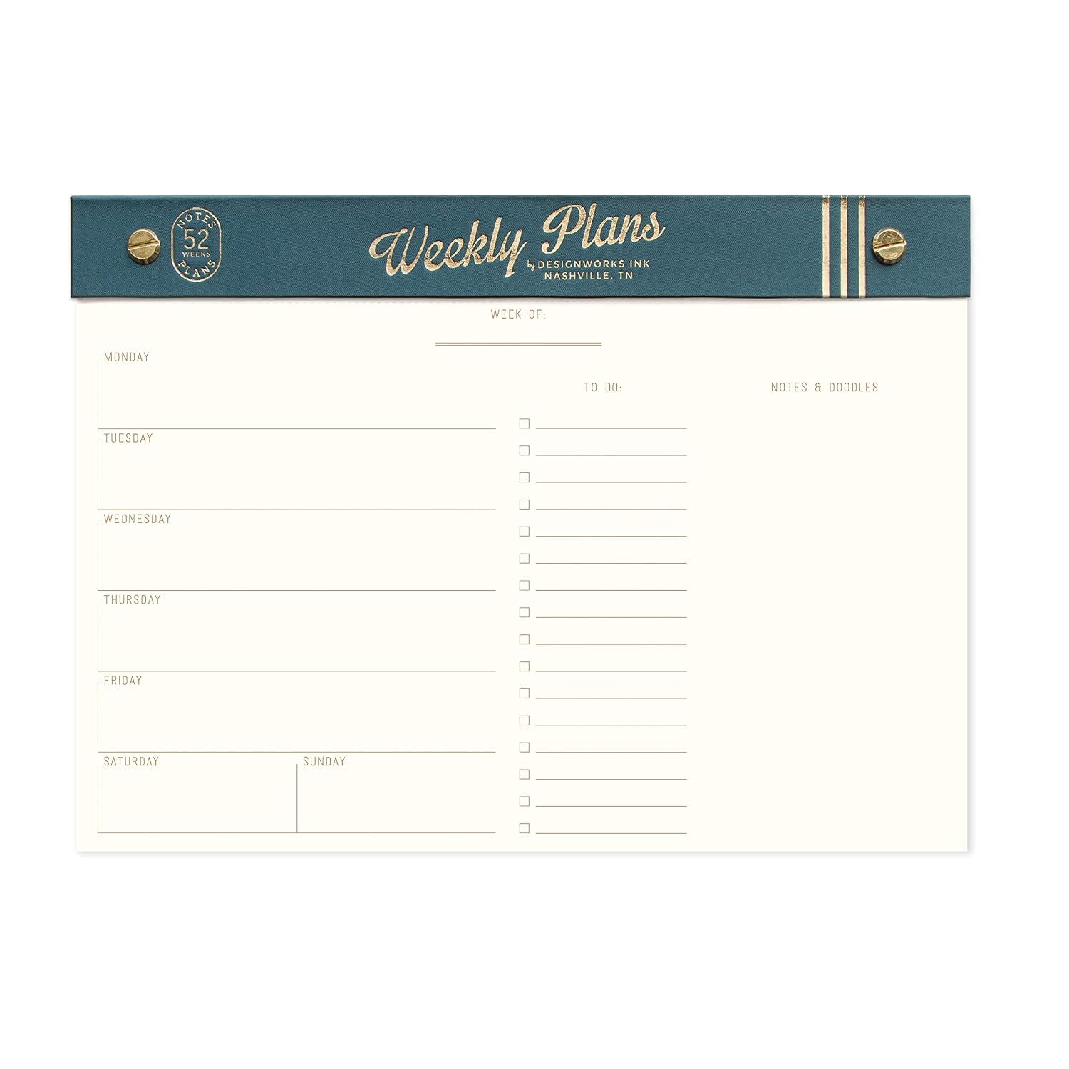 DesignWorks Ink Cloth Undated Post Bound Weekly Planner, Teal- Weekly ...