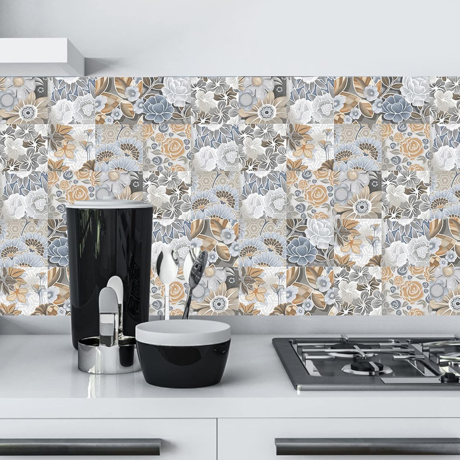 Piastrelle Adesive Cucina 20x100 Fiori Piastrelle Adesive Bagno ...