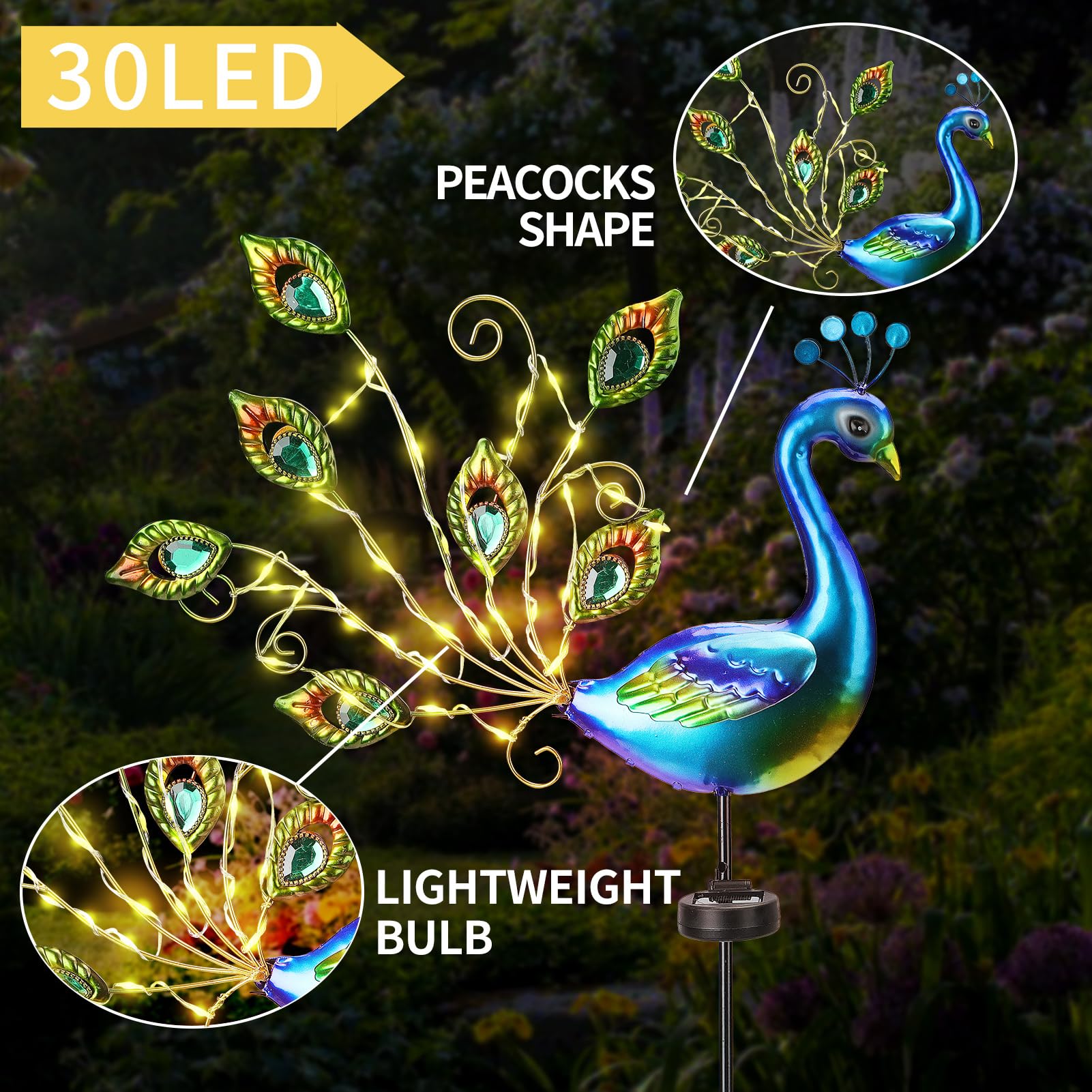 Snapklik.com : Peacock Solar Light-Yard Decorations Outdoor-Solar ...
