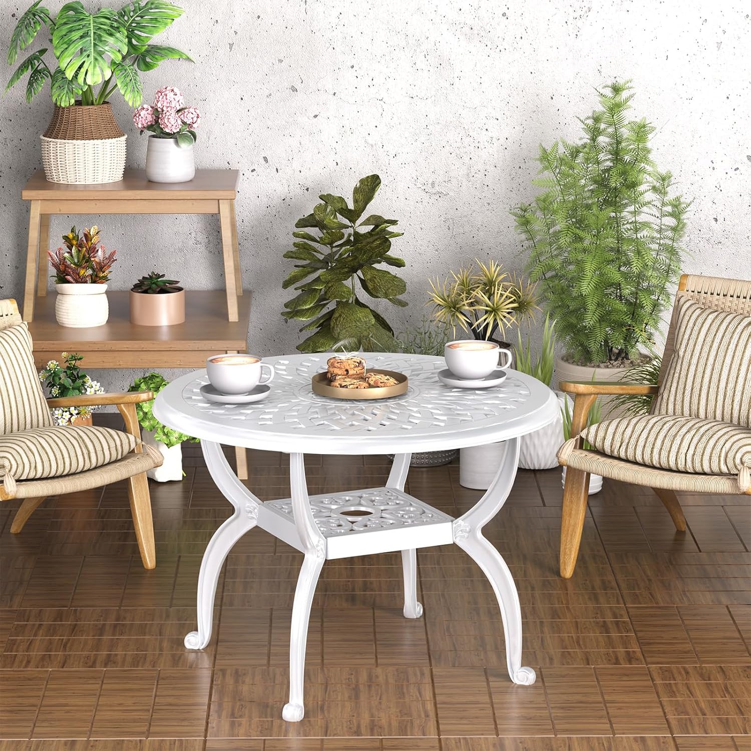 Amazon.com : Z1UVDFUR 21" Patio Bistro Table, Cast Aluminum Side Table ...