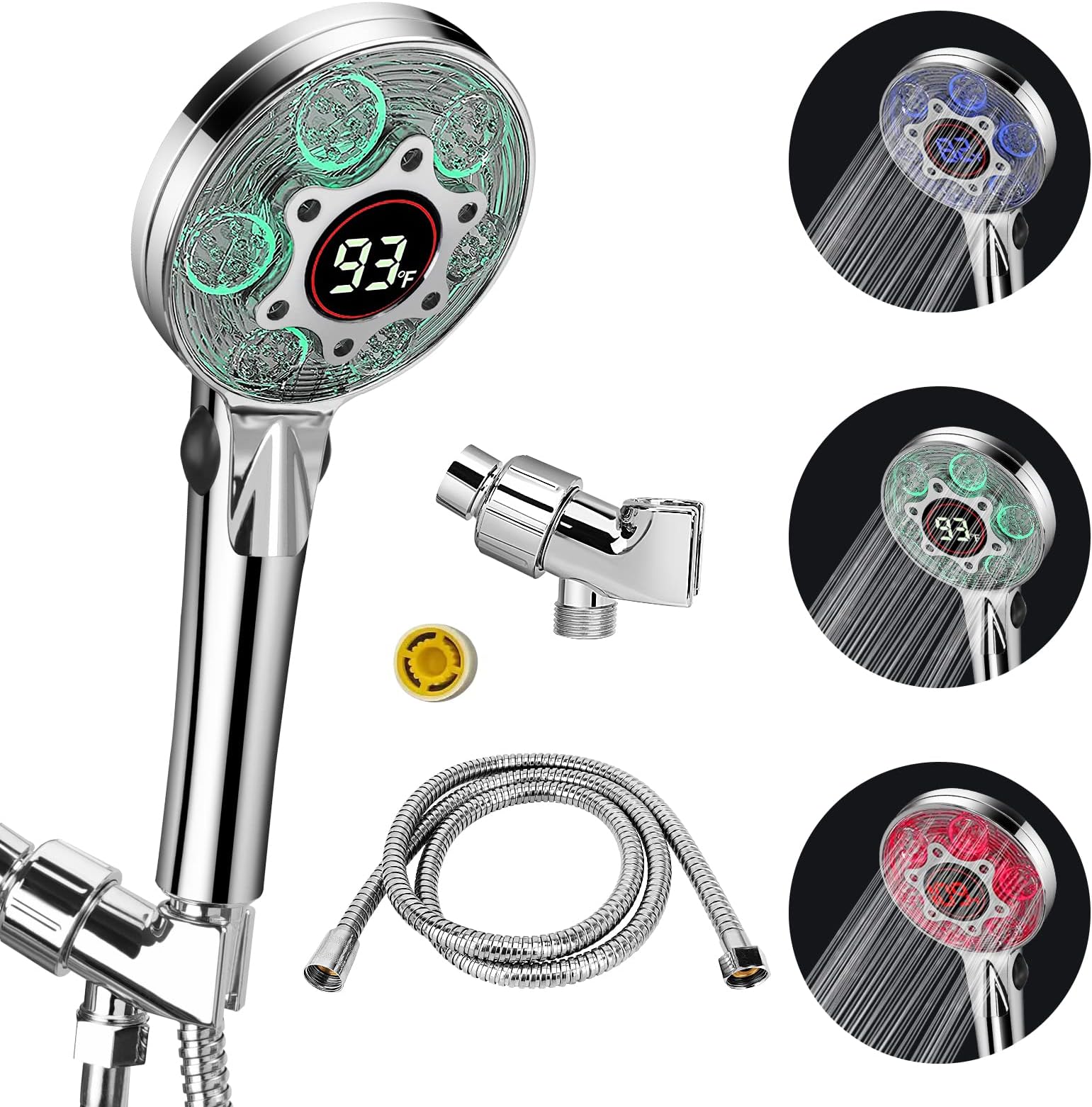 LED Lighted Shower Head with Handheld, High Pressure Shower Head with ...