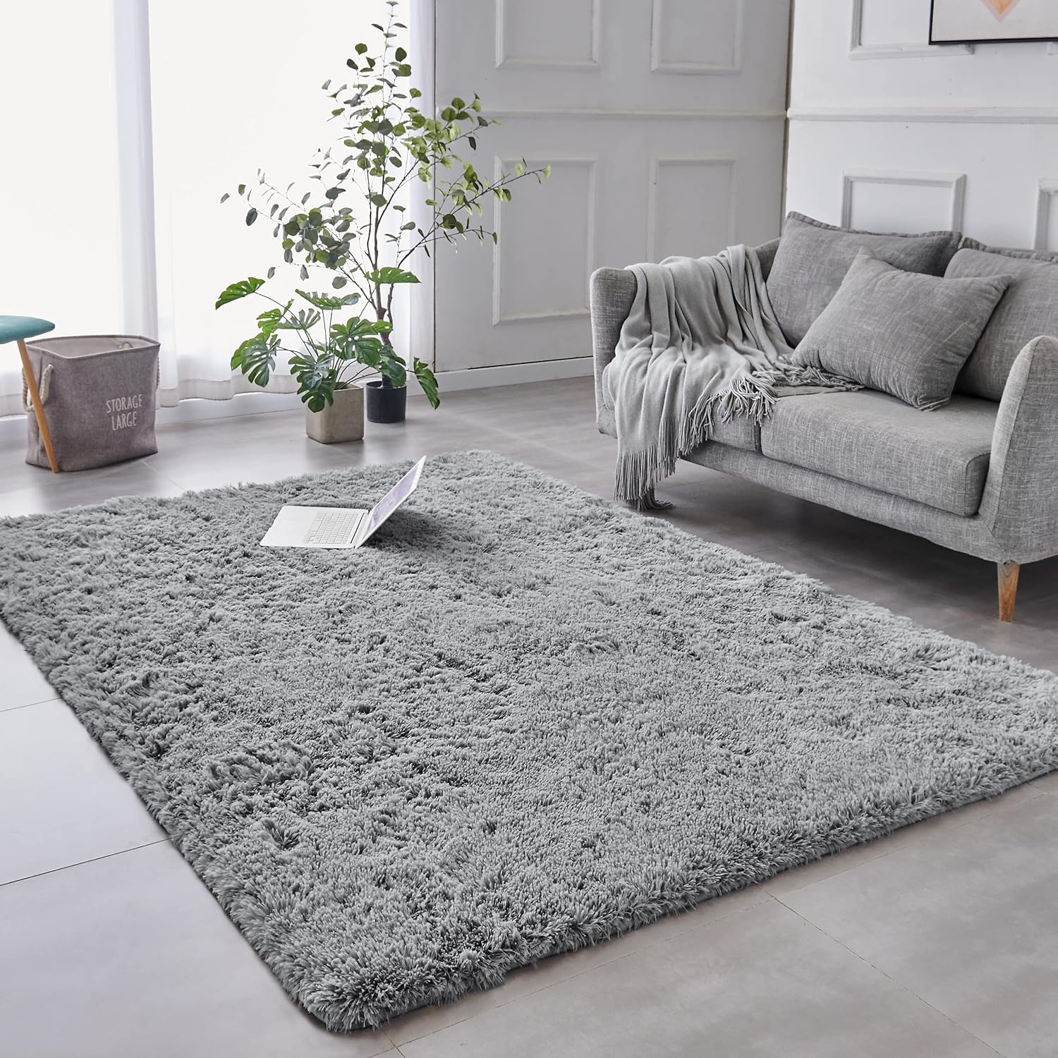 AMEHA Rugs Living Room Large 160x230 cm - Grey Area Rugs for Bedroom ...