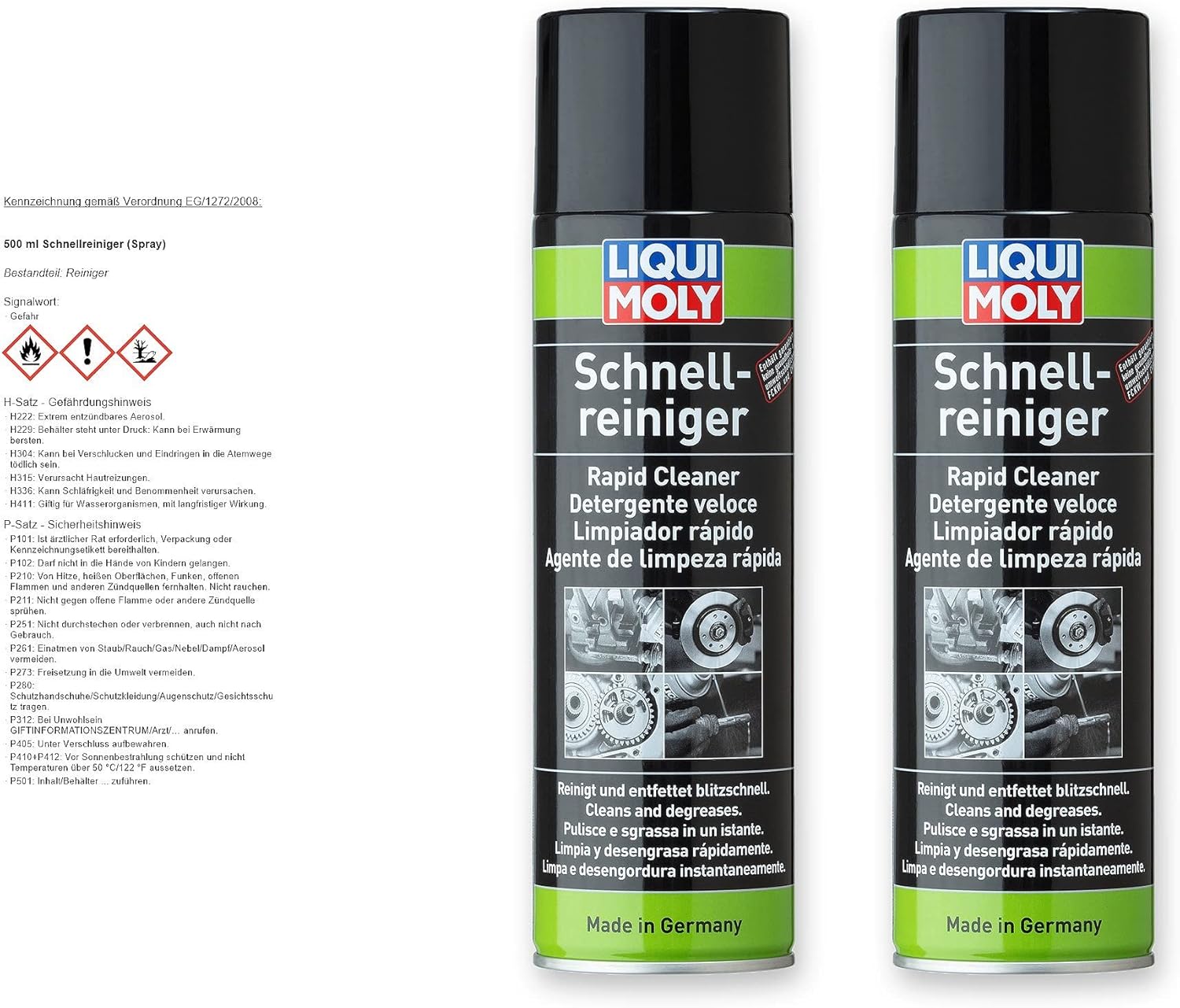 2X LIQUI Moly 3318 Schnell-Reiniger Spray BremsenReiniger 500ml ...
