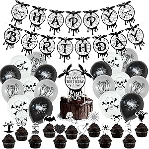 Amazon.com: Gothic Black and Silver Horror Theme Birthday Party ...
